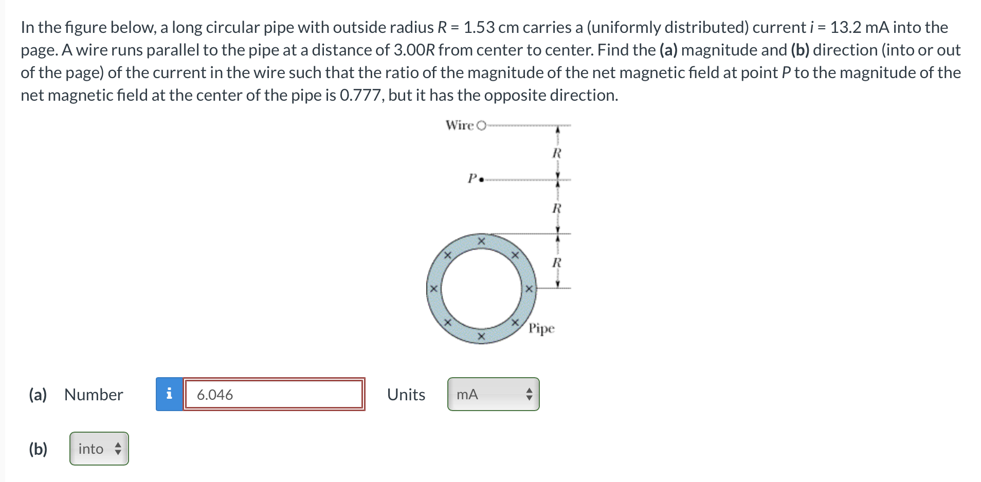 Solved = In the figure below, a long circular pipe with | Chegg.com