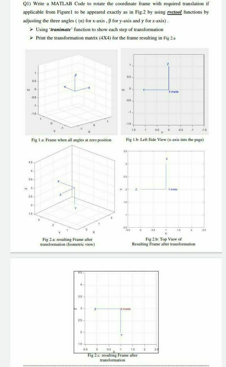 QI) Write a MATLAB Code to rotate the coordinate | Chegg.com