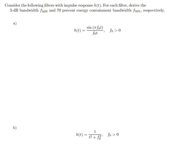 Solved Consider the following filters with impulse response | Chegg.com