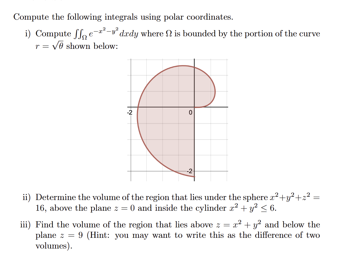 Solved Compute the following integrals using polar | Chegg.com