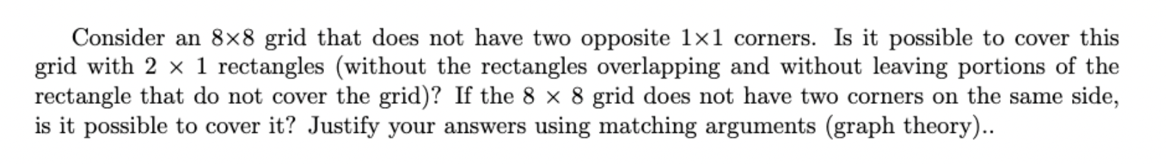 Solved Consider an 8x8 grid that does not have two opposite | Chegg.com
