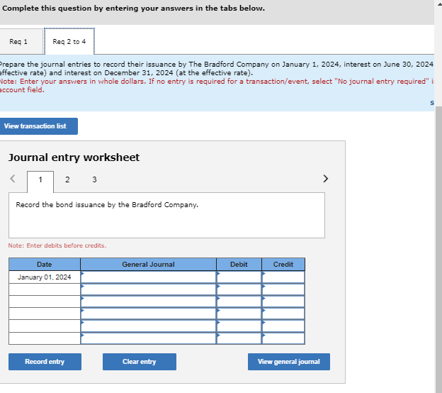 Solved The Bradford Company issued 12% bonds, dated January | Chegg.com
