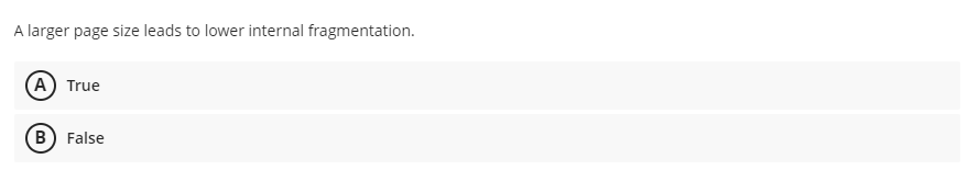 Solved A larger page size leads to lower internal | Chegg.com