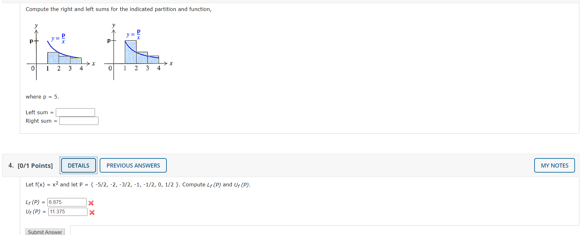 Solved Compute the right and left sums for the indicated | Chegg.com