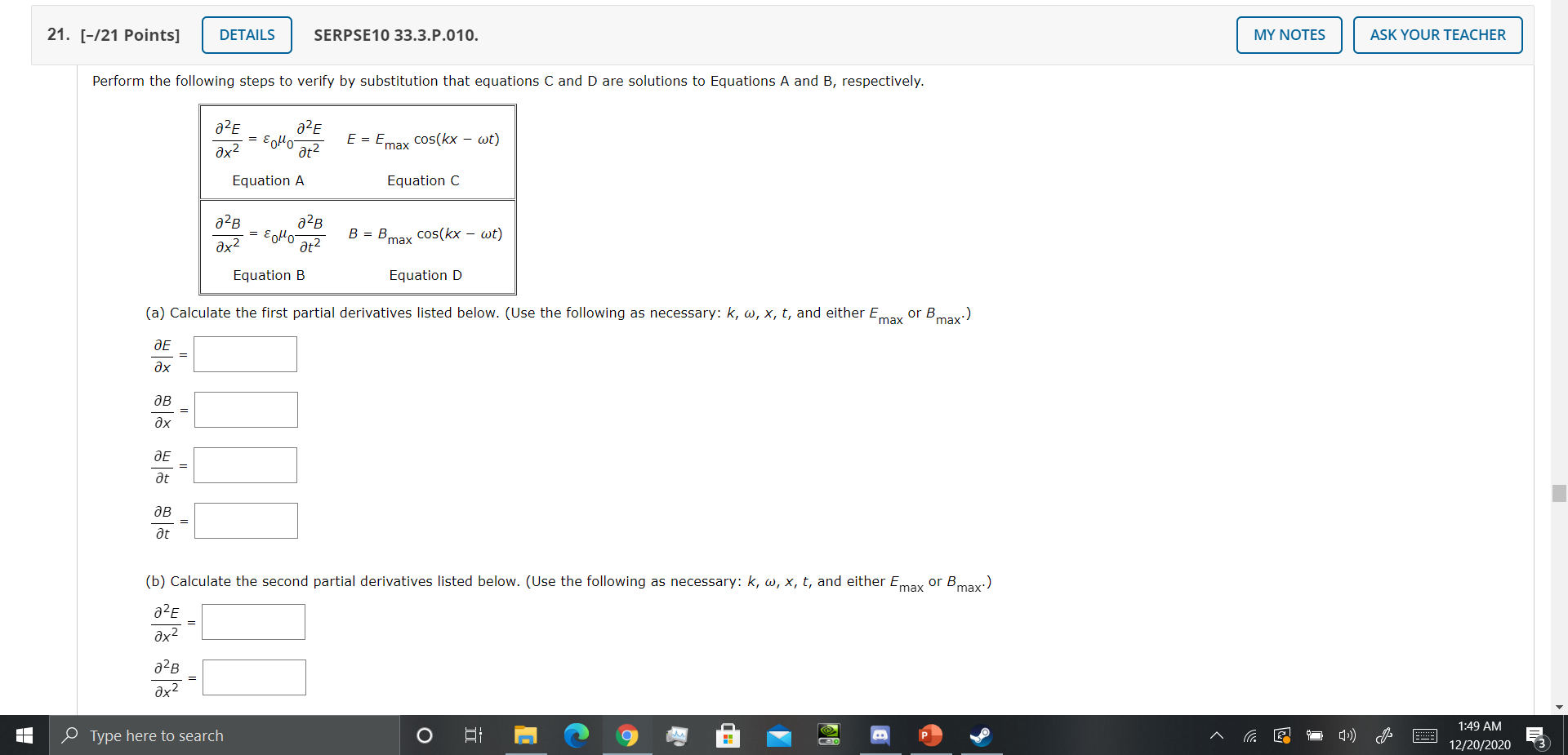 Solved 21. [-121 Points] DETAILS SERPSE10 33.3.P.010. MY | Chegg.com