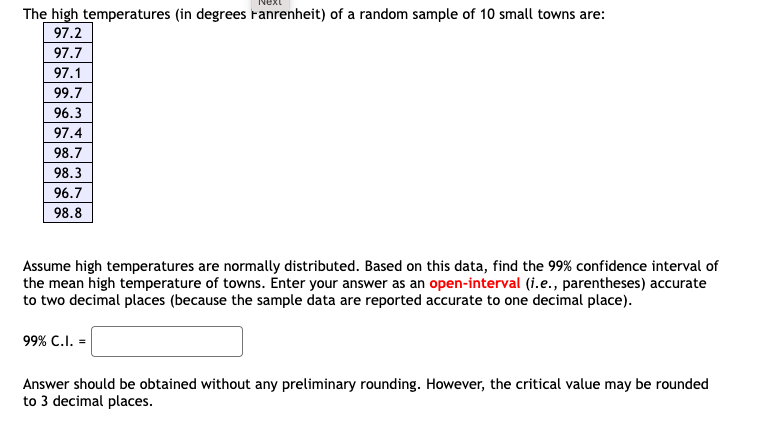 Solved 8.2-13 ﻿ The high temperatures (in degrees | Chegg.com