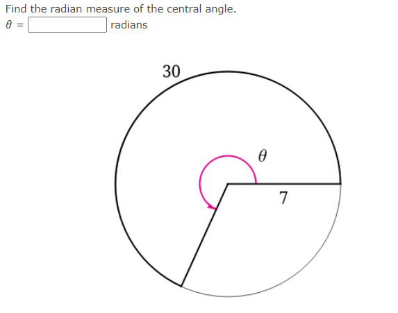 Solved Find the radian measure of the central angle. A = | Chegg.com