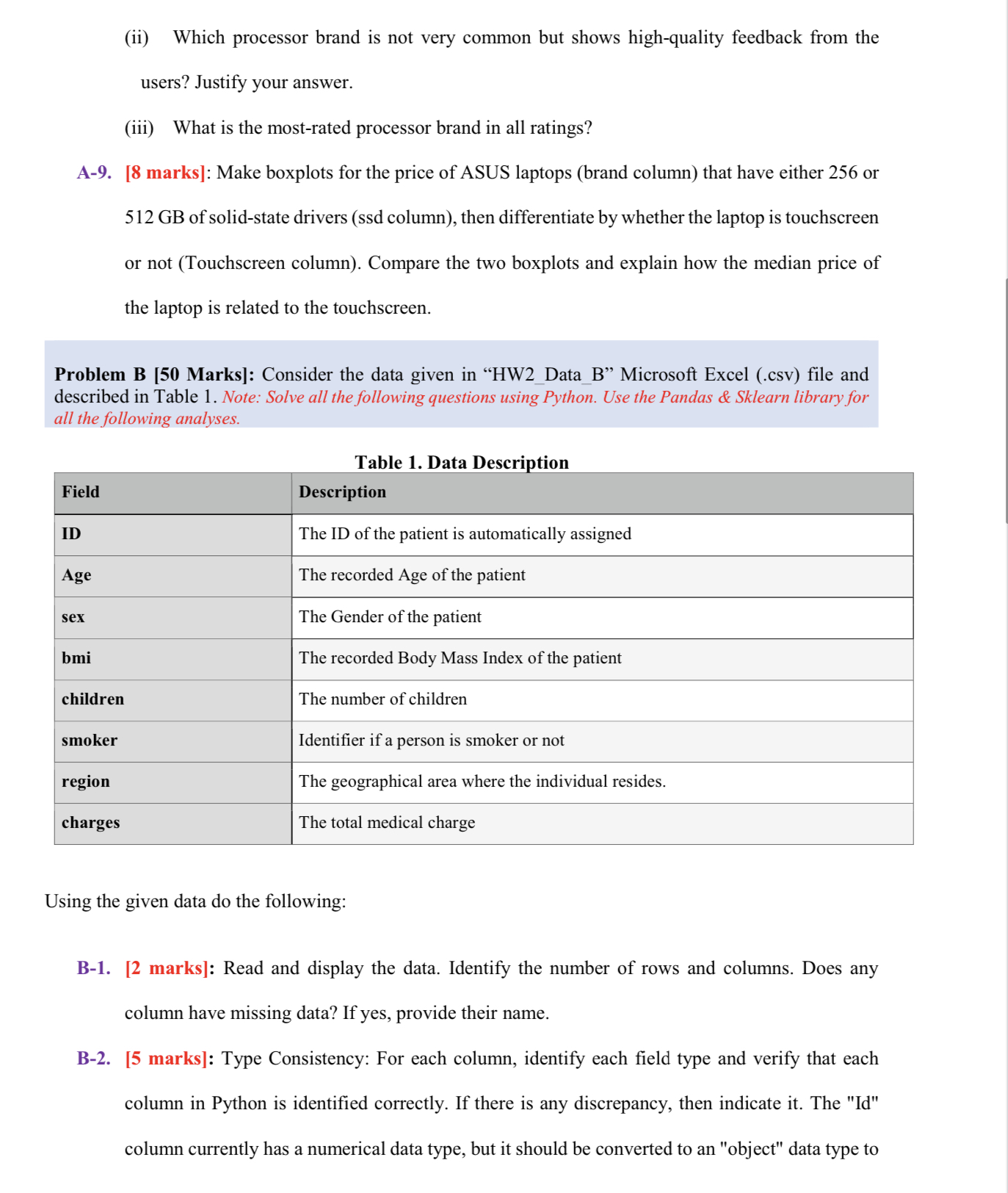 Solved Problem A [50 Marks]: Consider data given in | Chegg.com