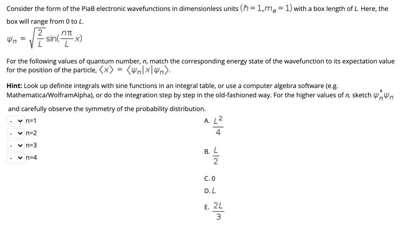Solved Consider the form of the Pia electronic wavefunctions | Chegg.com