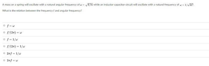 A mass on a spring will oscillate with a natural | Chegg.com