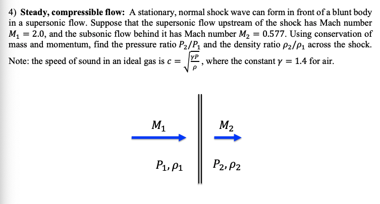Solved 4) Steady, compressible flow: A stationary, normal | Chegg.com