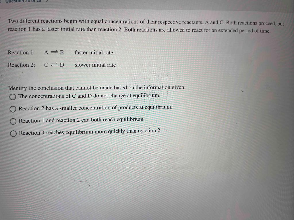 Solved Two different reactions begin with equal | Chegg.com