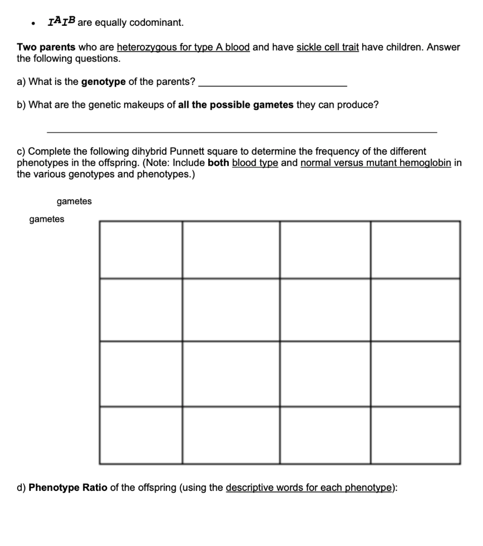 Solved Dihybrid cross 4. In humans, ABO blood type is a | Chegg.com