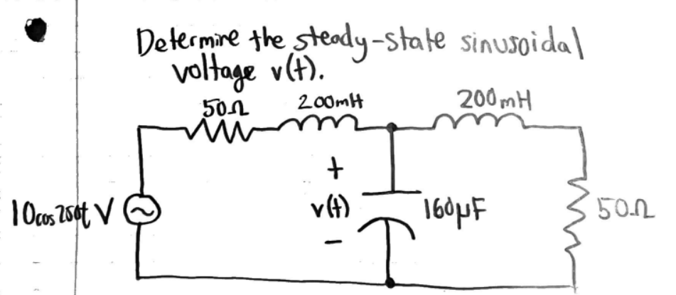 Solved Determine the steady-state sinusoidal voltage v(t). | Chegg.com