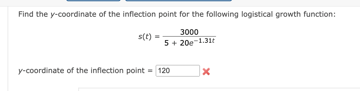 Find the y-coordinate of the inflection point for the | Chegg.com