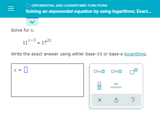 Solved = O EXPONENTIAL AND LOGARITHMIC FUNCTIONS Solving an | Chegg.com