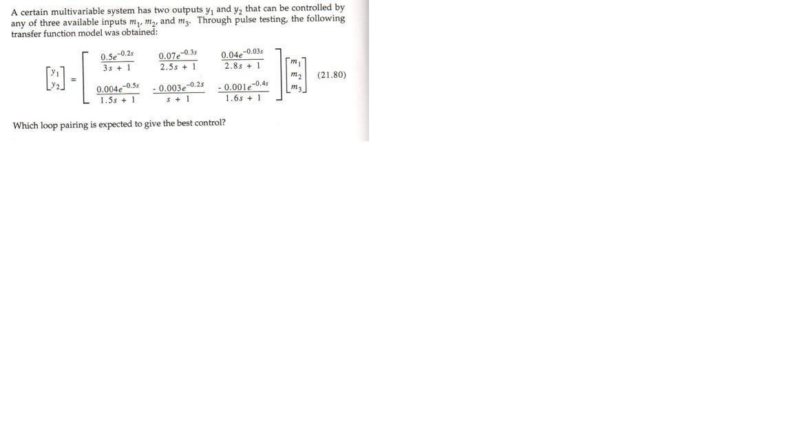 Solved A certain multivariable system has two outputs y, and | Chegg.com