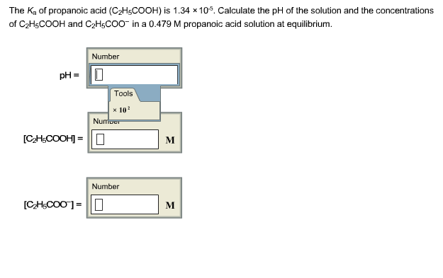Solved The Ka of propanoic acid (C2H5COOH) İS 1.34 x 105, | Chegg.com