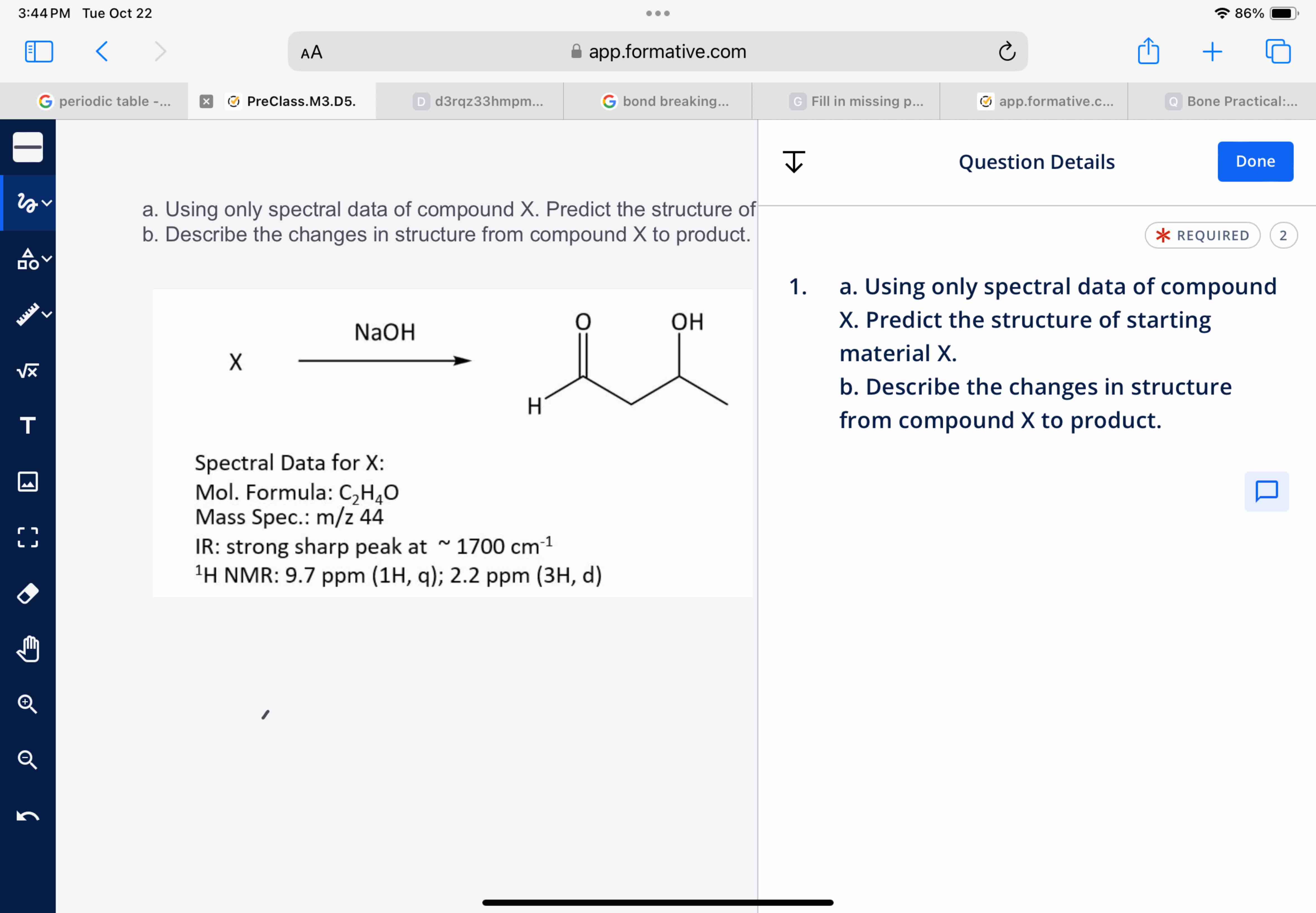 Solved a. ﻿Using only spectral data of compound \( ﻿X \). | Chegg.com