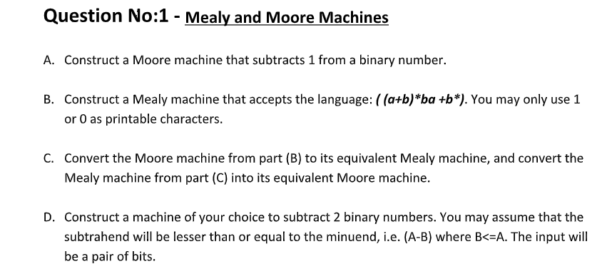 Solved Theory of Automata. Please solve all the 4 parts of | Chegg.com