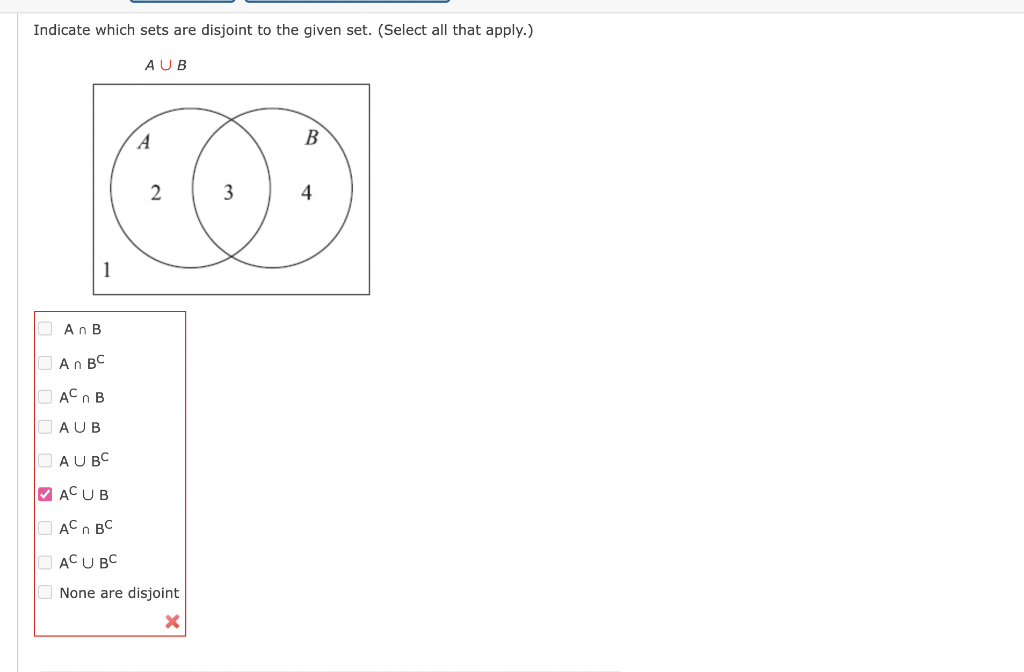 Solved Indicate which sets are disjoint to the given set. | Chegg.com