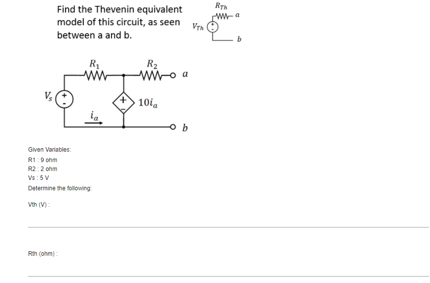 Solved a Find the Thevenin equivalent RTH W model of this | Chegg.com