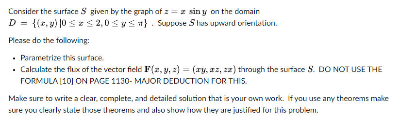 Solved Consider the surface S given by the graph of z=xsiny | Chegg.com