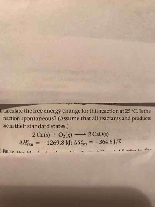 Solved calculate the free energy change for this reaction at | Chegg.com