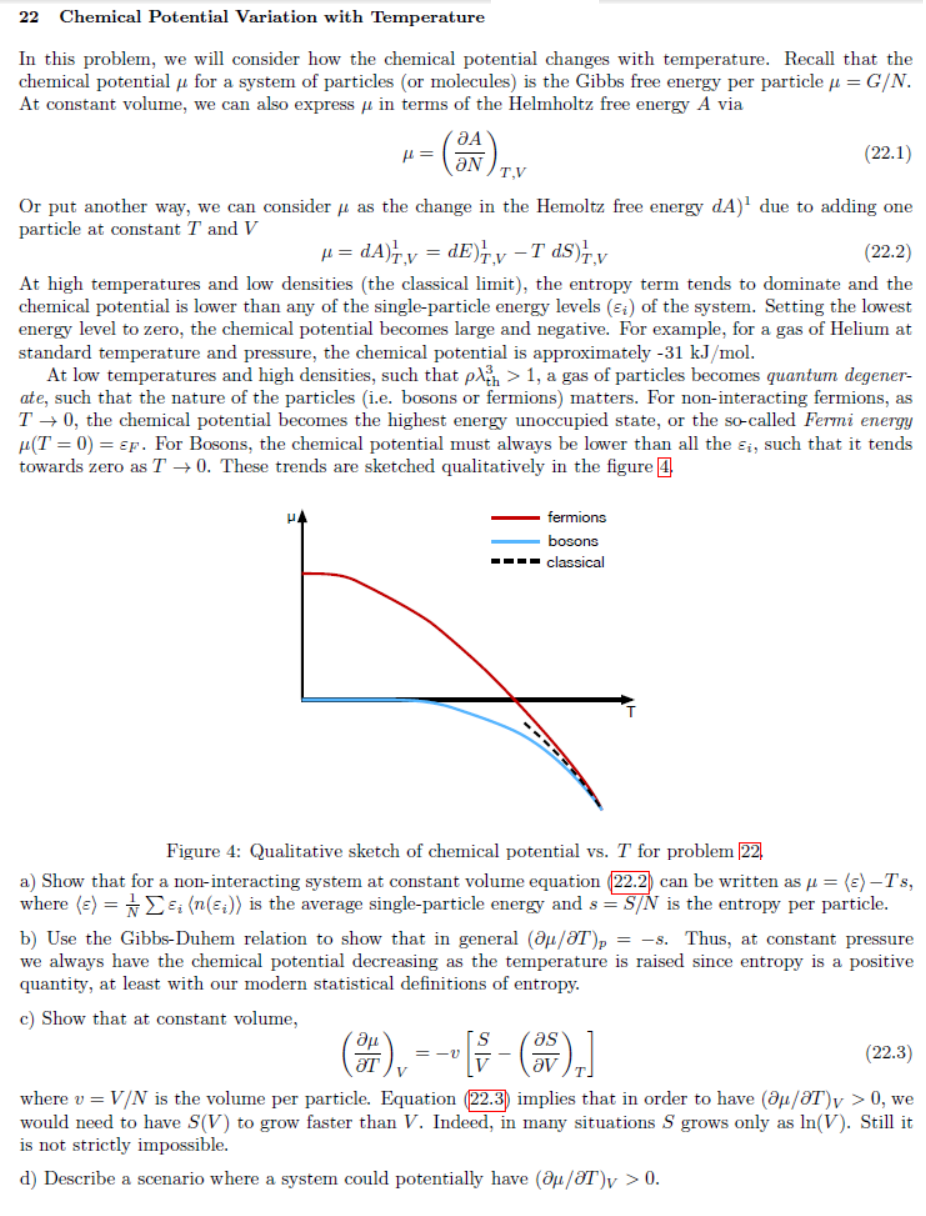 Solved 22 Chemical Potential Variation with Temperature In | Chegg.com
