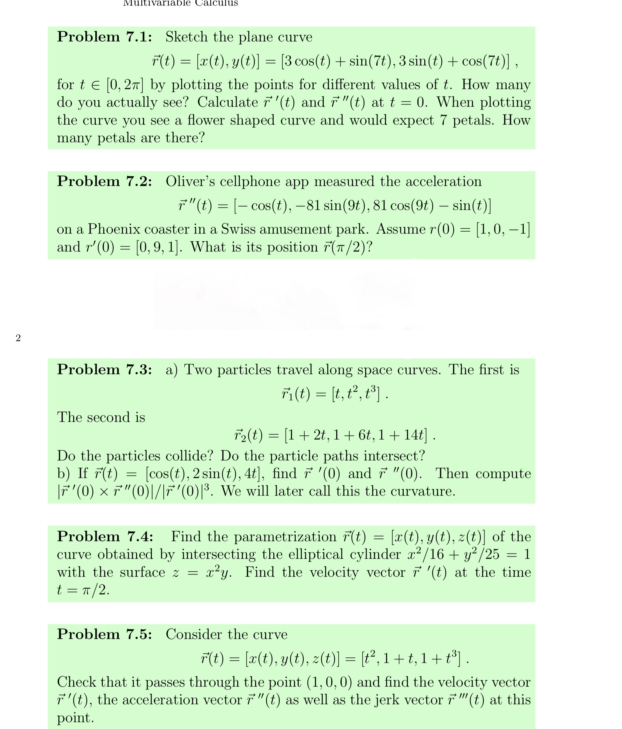Solved Problem 7.1: Sketch the plane curve | Chegg.com