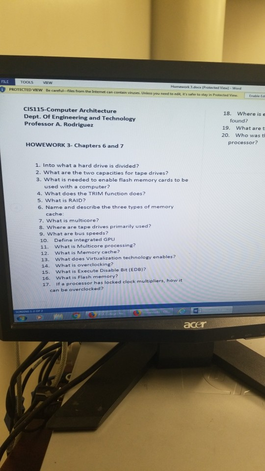 File Tools View Homework 3 Docx Protected View Word Protected View Careful Files Internet
