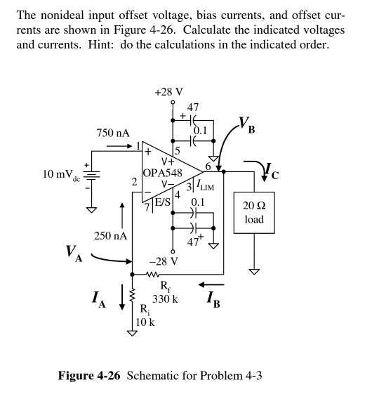 Solved The nonideal input offset voltage, bias currents, and | Chegg.com