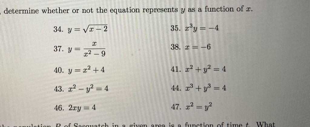 Solved Determine Whether Or Not The Equation Represents Y As