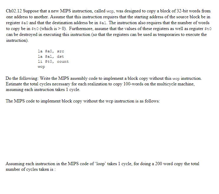 Solved Ch02.12 Suppose that a new MIPS instruction, called | Chegg.com