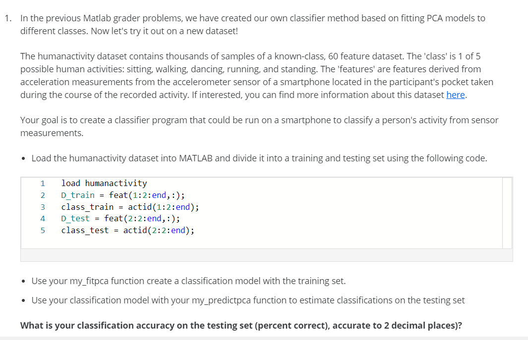1. In the previous Matlab grader problems, we have | Chegg.com