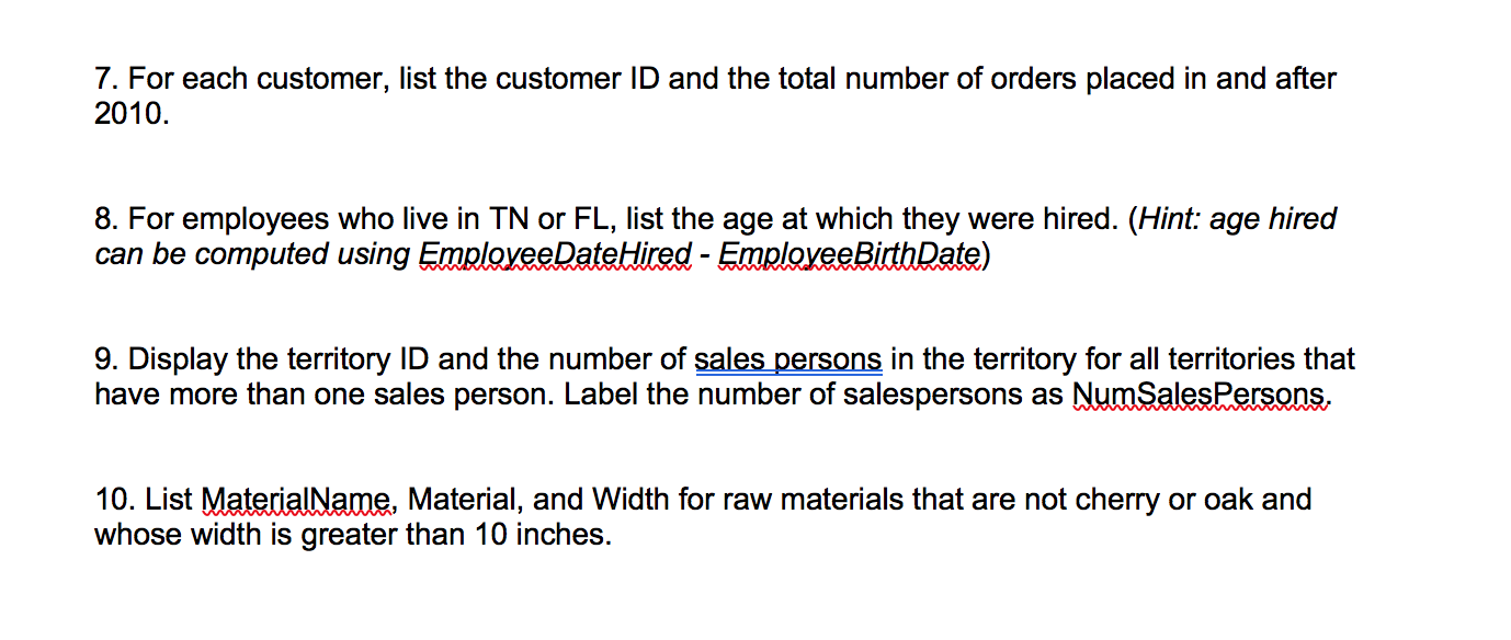 Solved SQL Assignment 1 Copy your queries and paste it under | Chegg.com