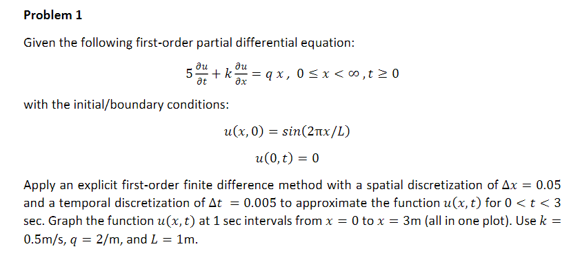 Given The Following First Order Partial Differential