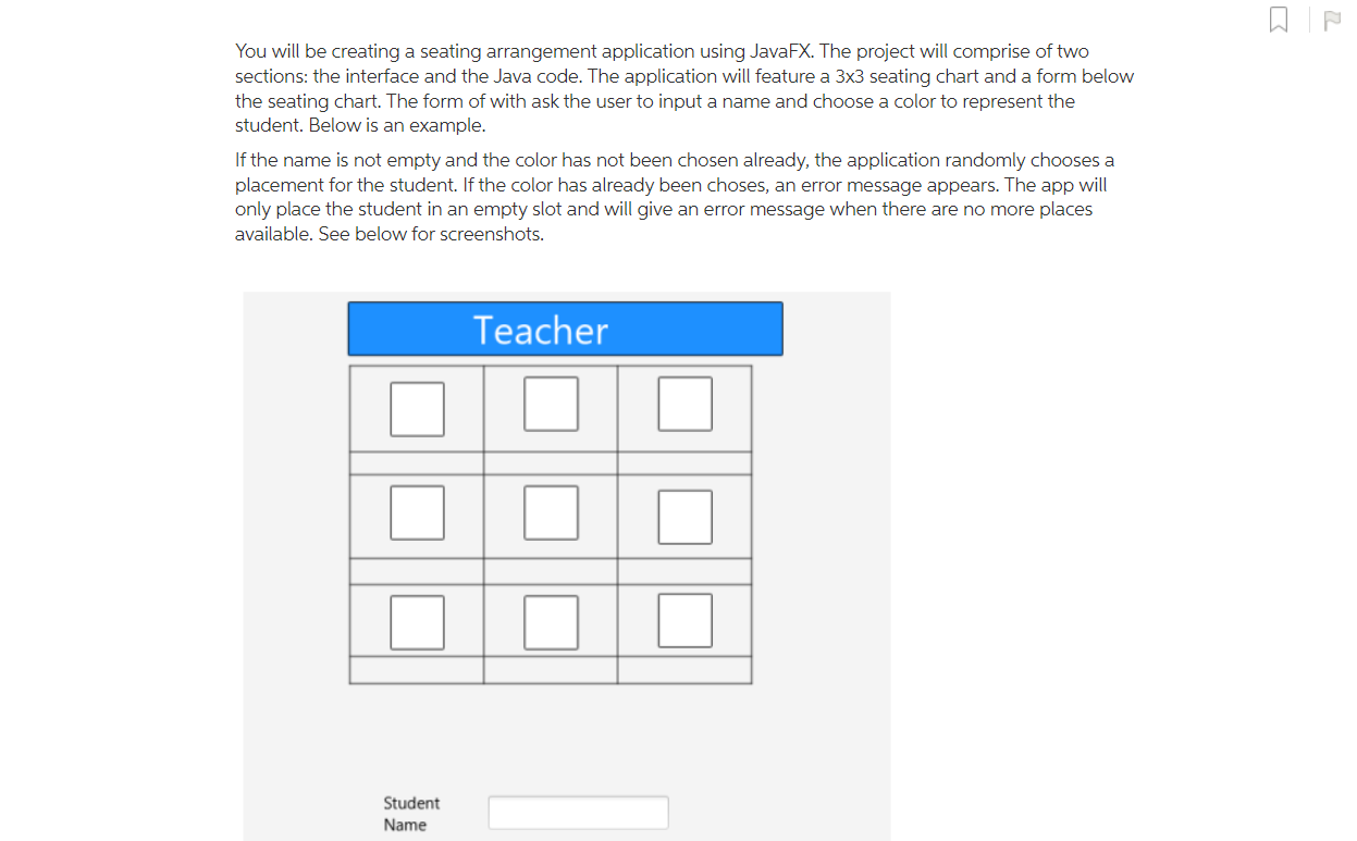 Solved You will be creating a seating arrangement | Chegg.com