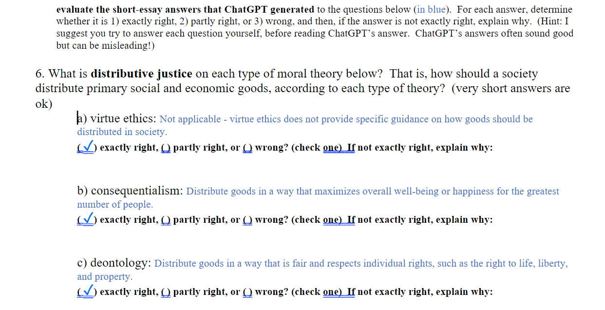 evaluate the short-essay answers that ChatGPT | Chegg.com