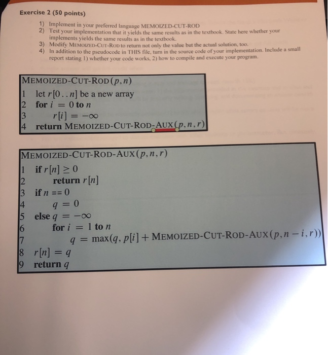 Solved Exercise 2 (50 points) 1) Implement in your preferred | Chegg.com