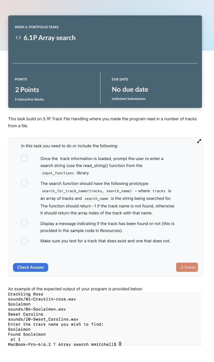 Solved This task build on 5.1P Track File Handling where you | Chegg.com