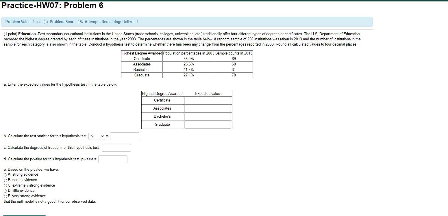 Solved Practice-HW07: Problem 6 Problem Value: 1 point(s). | Chegg.com