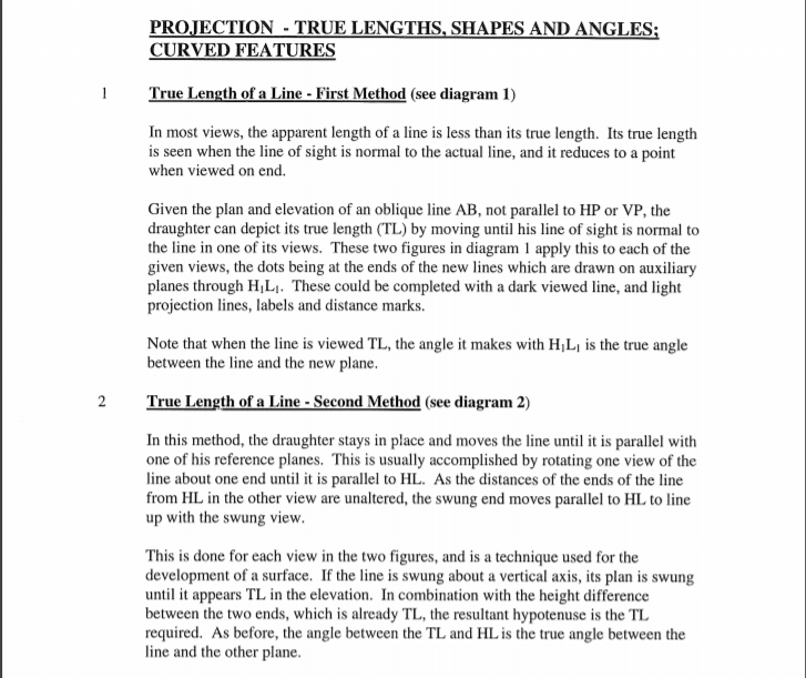 Solved PROJECTION - TRUE LENGTHS, SHAPES AND ANGLES; CURVED | Chegg.com