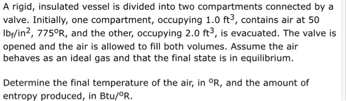 Solved A rigid, insulated vessel is divided into two | Chegg.com