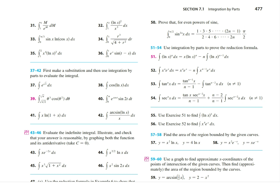 Solved 1-2 Evaluate the integral using integration by parts | Chegg.com