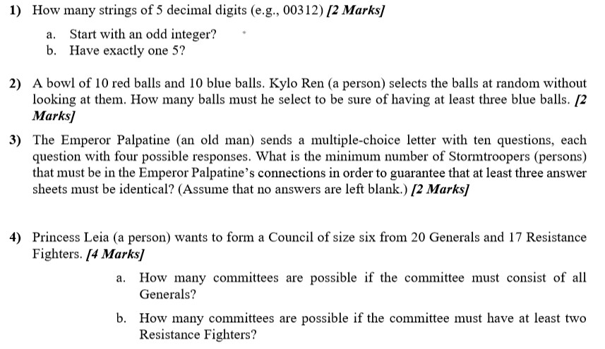Solved 1) How many strings of 5 decimal digits (e.g., 00312) | Chegg.com