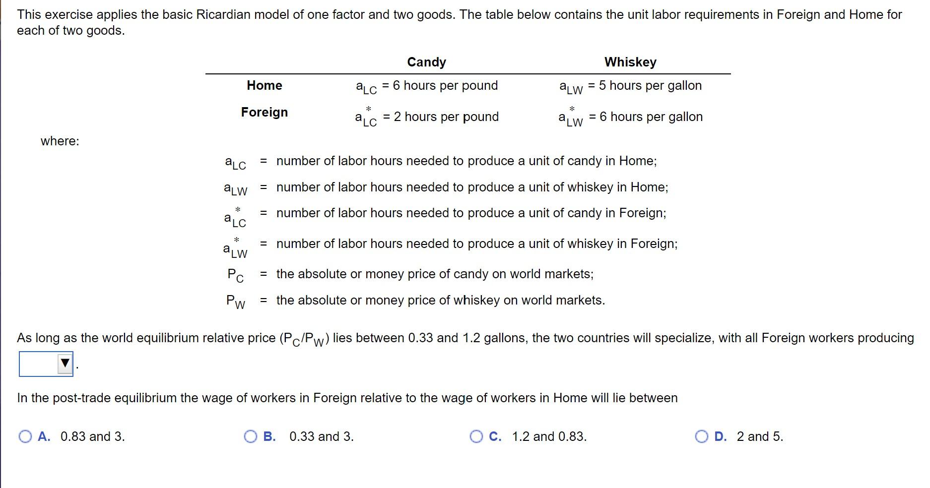 Solved This exercise applies the basic Ricardian model of | Chegg.com