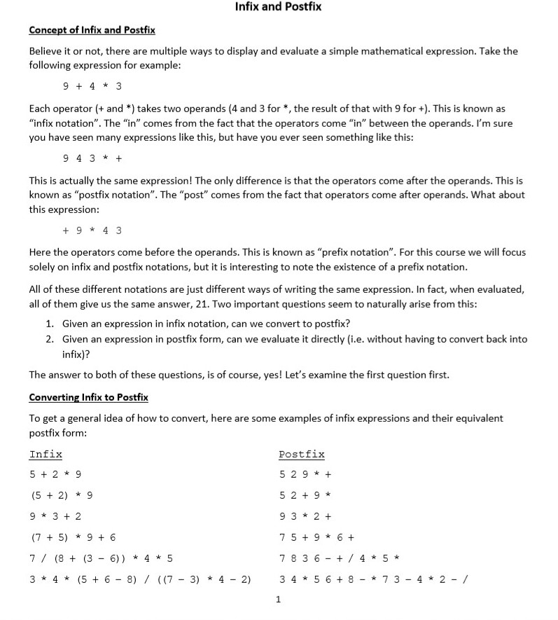 I need the code to take an infix expression, convert | Chegg.com