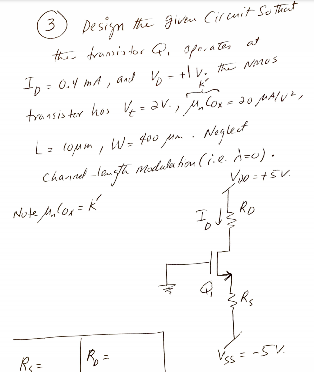 Solved the given Circuit so that 3 Design the transistor Q, | Chegg.com