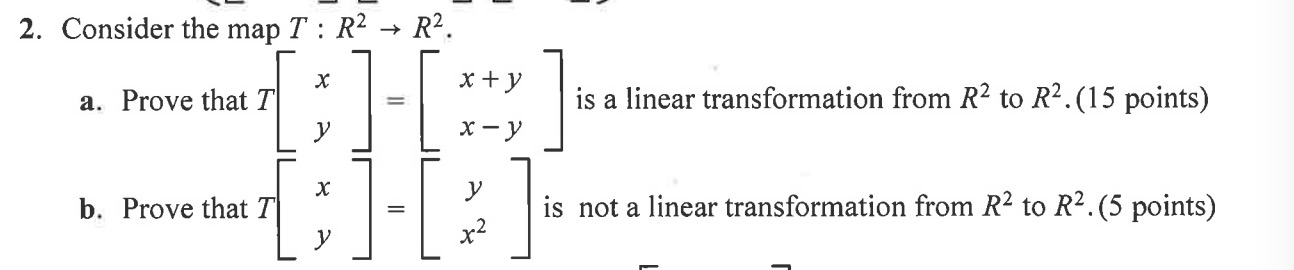 Solved 2. Consider the map T : R2 + R2. a. Prove that T is a | Chegg.com
